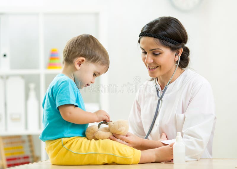 Kid Visiting Pediatrician at Doctor Office Stock Photo - Image of ...