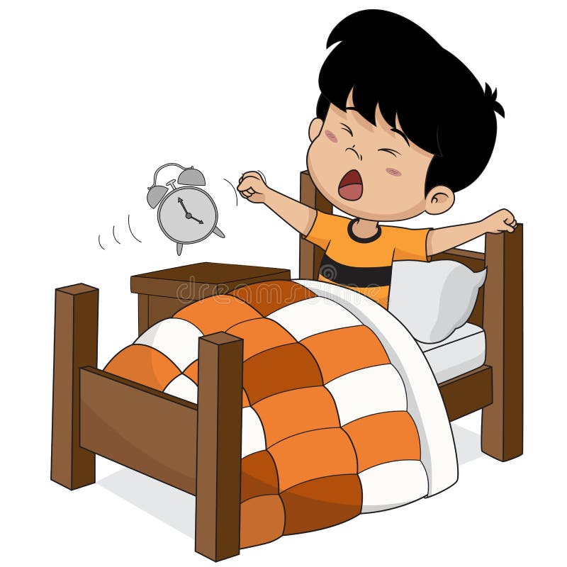 Kid Wake Up in the Morning. Stock Vector - Illustration of cartoon ...