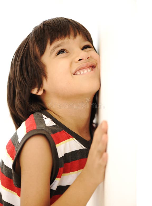 Kid on wall, smile stock image. Image of good, preschool - 20515309