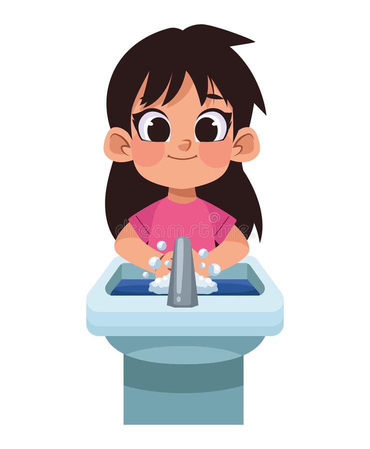 Kid Washing Hands Hygiene Routine Stock Illustration - Illustration of ...