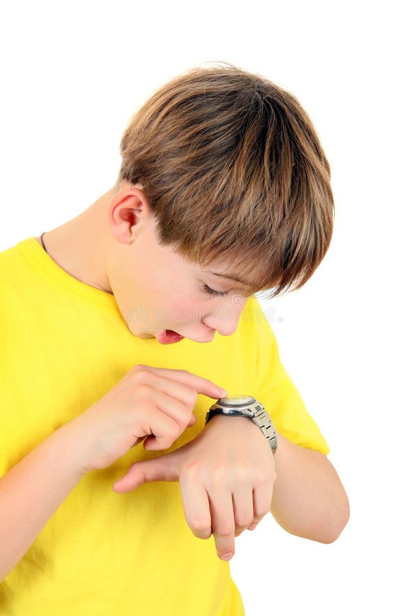 Kid with the Watch stock image. Image of confused, shock - 48843225