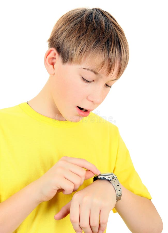 Kid with the Watch stock image. Image of confused, shock - 48843225