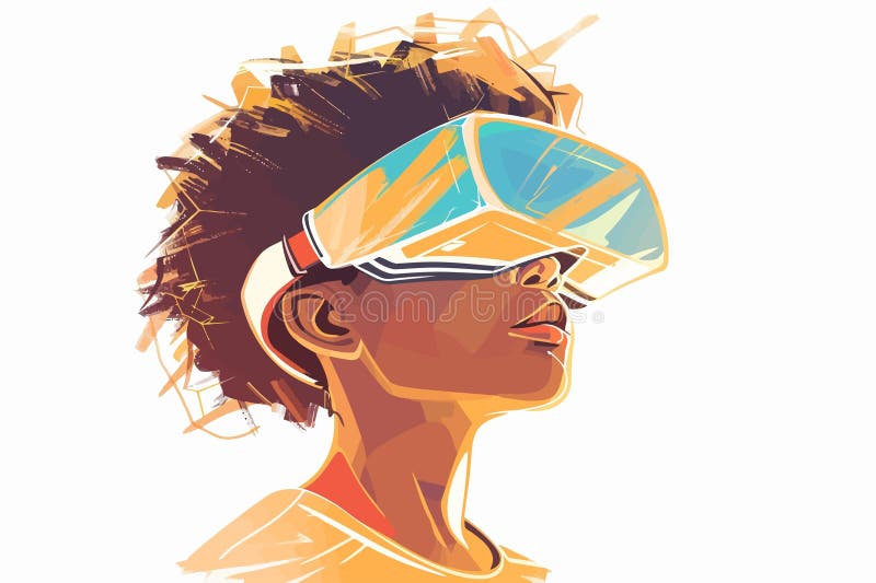 Kid with Wearable Spatial Computer on Face Isolated Vector Style Stock ...