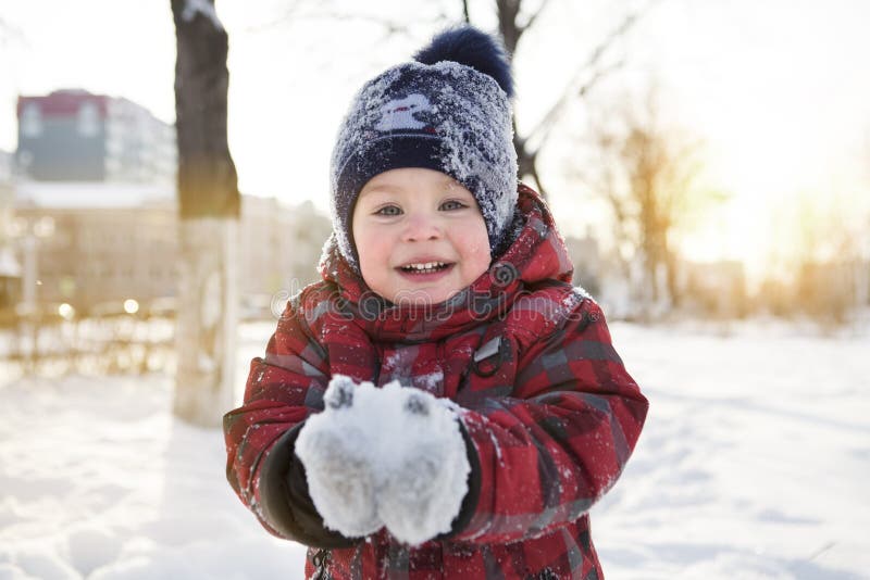 The kid on winter walk stock photo. Image of park, person - 65766464