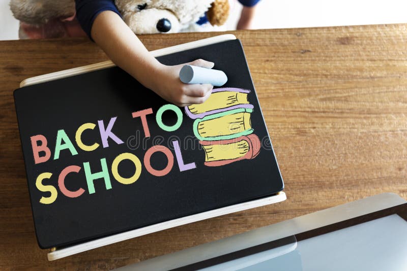 Kid Writing Chalk Coloring Teddy Concept Stock Photo - Image of tiny ...
