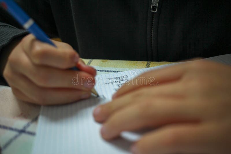Kid Writing and Studying at Home Stock Photo - Image of knowledge ...