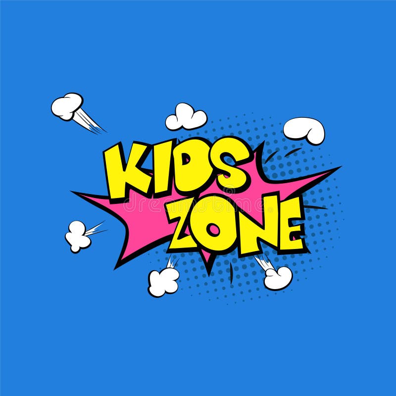 Kid Zone Vector Logo or Banner. Graphic Design Element with Typography ...