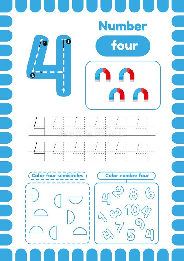 Kida Activity Pages. Learn Numbers. Preschool Worksheets Stock Vector ...