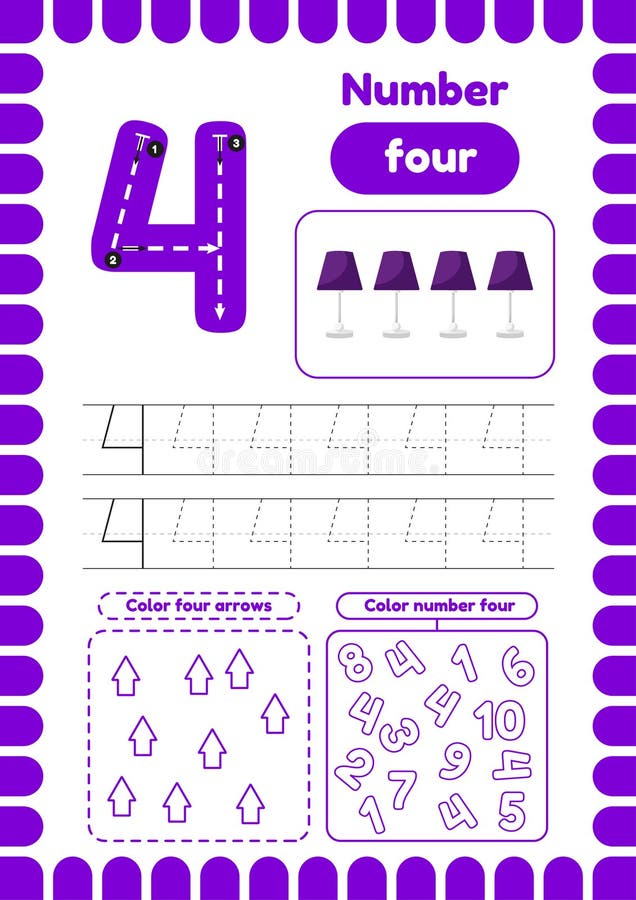Kida Activity Pages. Learn Numbers. Preschool Worksheets Stock Vector ...