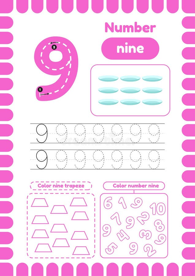 Kida Activity Pages. Learn Numbers. Preschool Worksheets Stock Vector ...