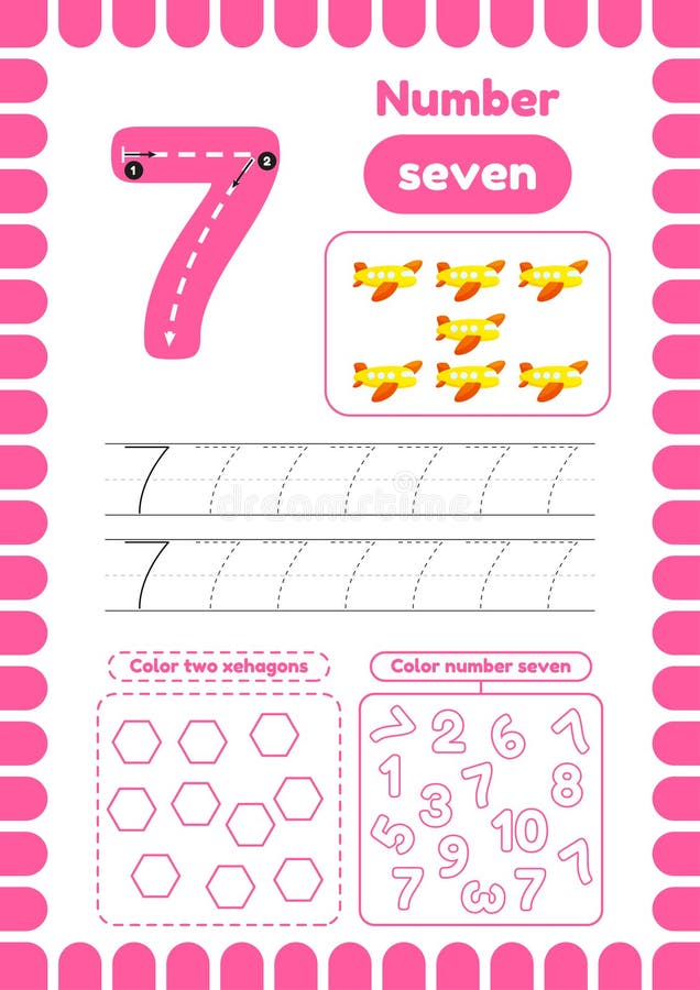 Kida Activity Pages. Learn Numbers. Preschool Worksheets Stock Vector ...