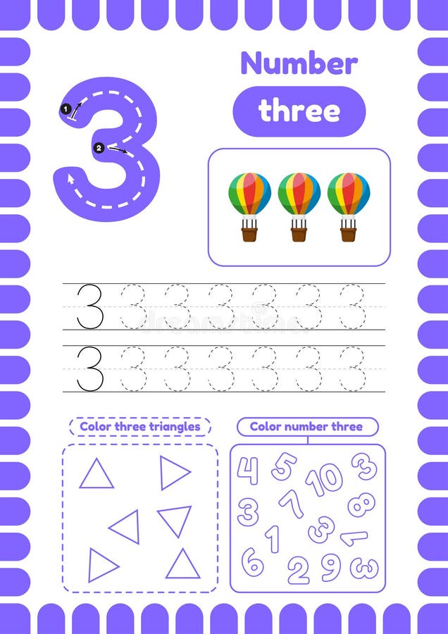 Kida Activity Pages. Learn Numbers. Preschool Worksheets Stock Vector ...