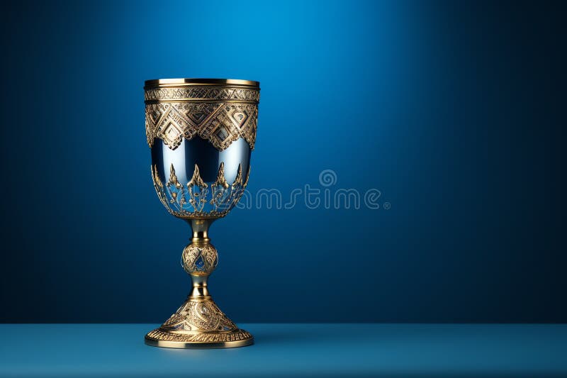 Kiddush Cup Jewish Symbol on Blue Background Stock Illustration ...