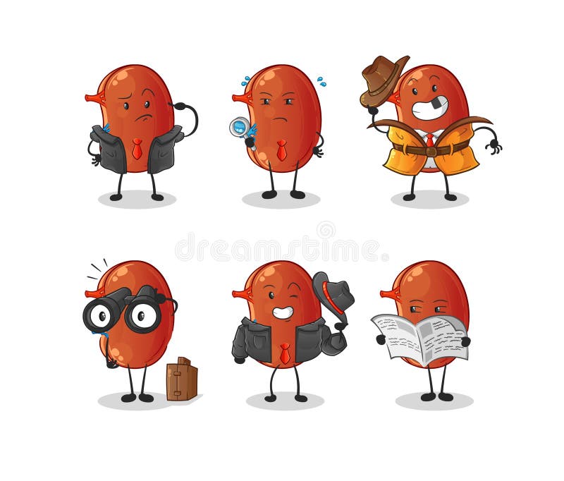 Kidney Detective Group Character. Cartoon Mascot Vector Stock Vector ...