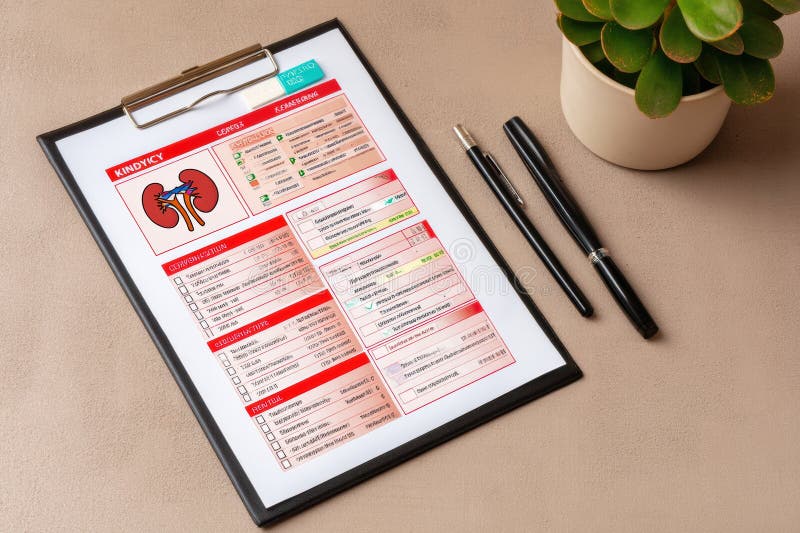 Kidney Function Checklist on a Clipboard Showcasing Health Assessment ...