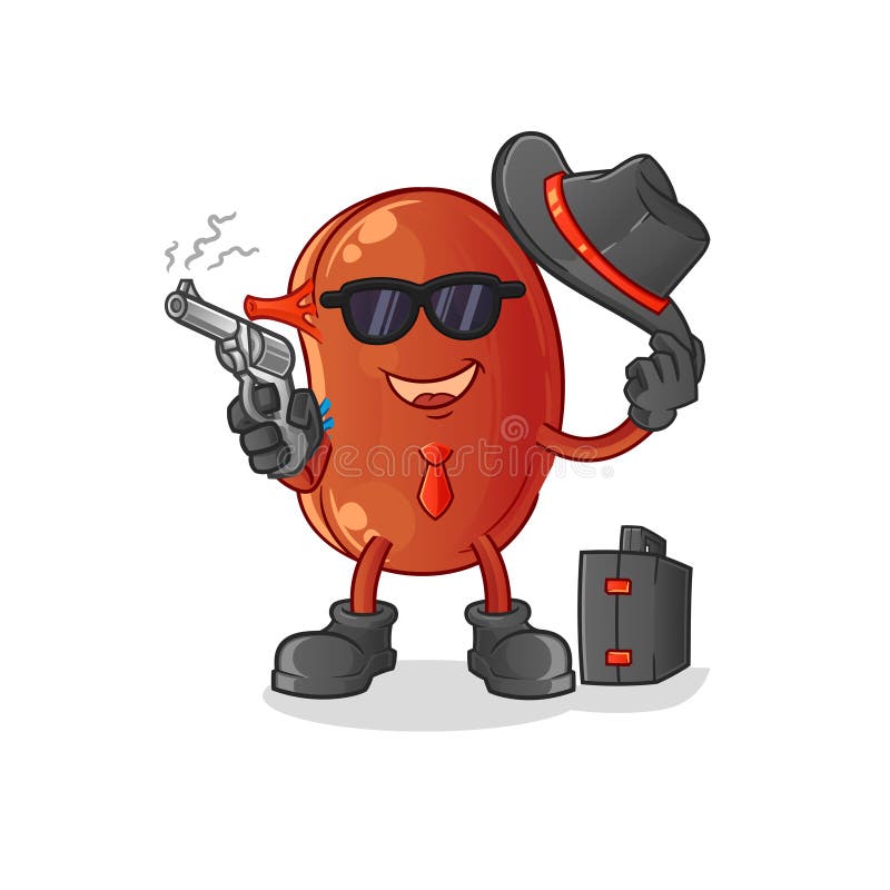 Kidney Mafia with Gun Character. Cartoon Mascot Vector Stock Vector ...