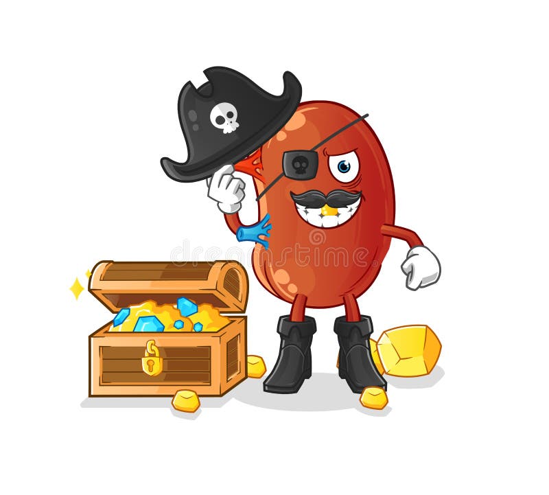 Kidney Pirate with Treasure Mascot. Cartoon Vector Stock Vector ...