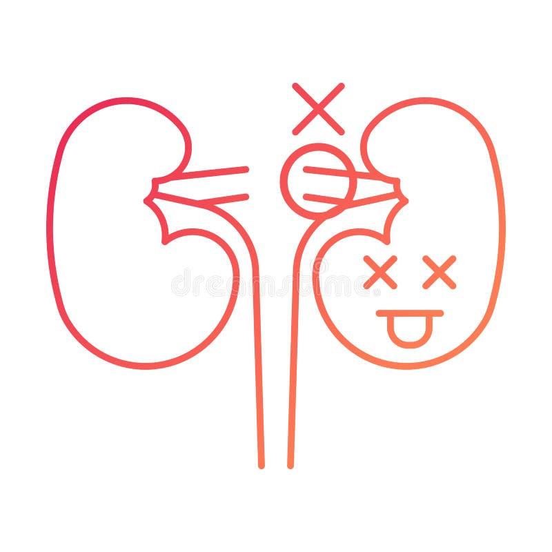 Kidney Problem, Causes, Line Gradient Icons Stock Illustration ...