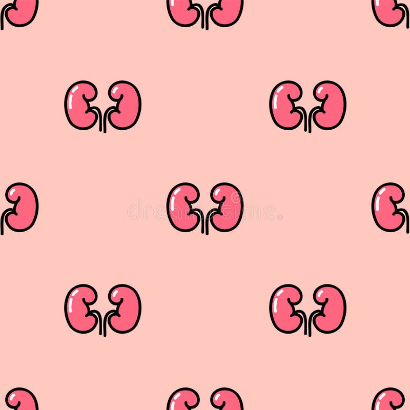 Kidneys Seamless Doodle Pattern, Vector Illustration Stock Illustration ...