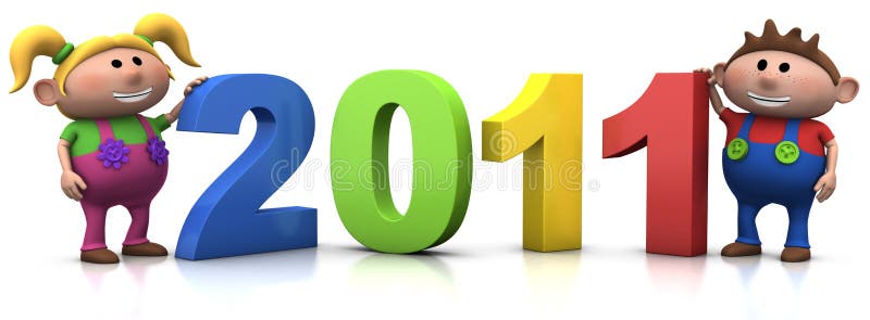 Kids with 2011 numbers stock illustration. Illustration of person ...