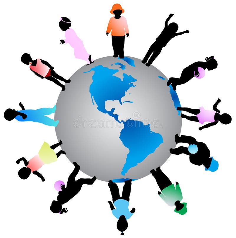 Kids around the World stock illustration. Illustration of continents ...