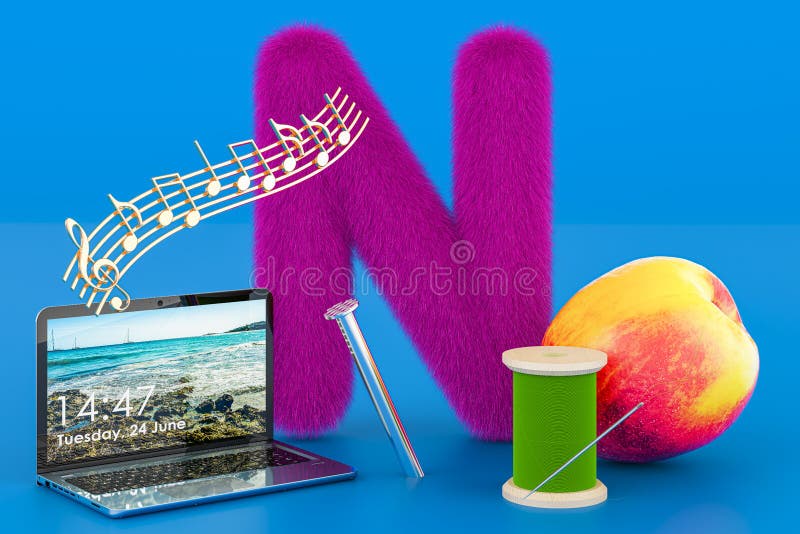 Kids ABC, Fluffy Letter N with Nails, Notebook, Notes, Needle ...