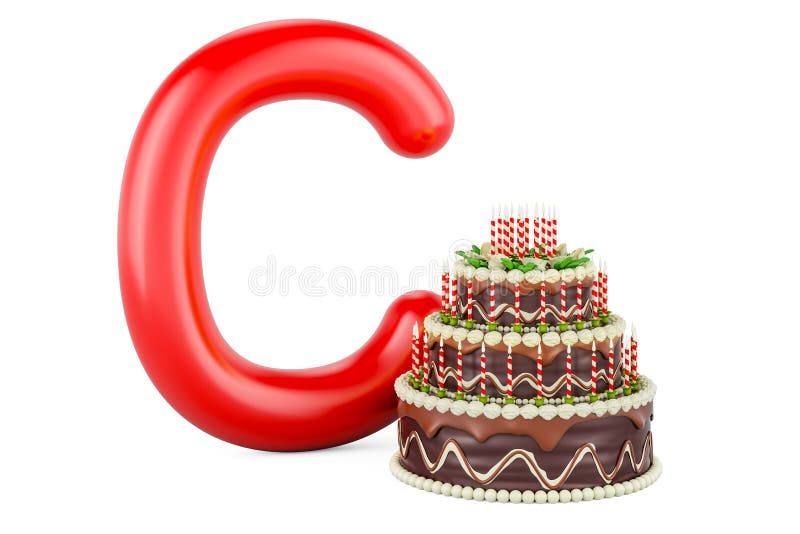 Kids ABC, Letter C with Cake. 3D Rendering Stock Illustration ...