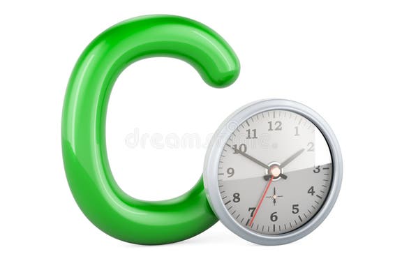 Kids ABC, Letter C with Clock. 3D Rendering Stock Illustration ...