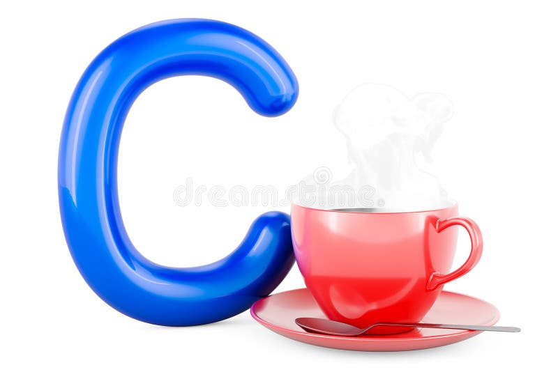 Kids ABC, Letter C with Cup of Hot Drink. 3D Rendering Stock ...