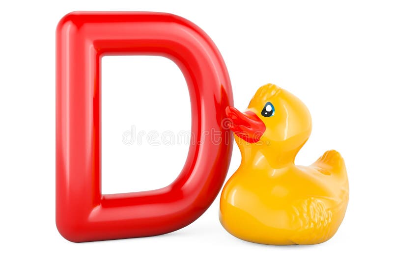 Kids ABC, Letter D with Rubber Duck. 3D Rendering Stock Illustration ...