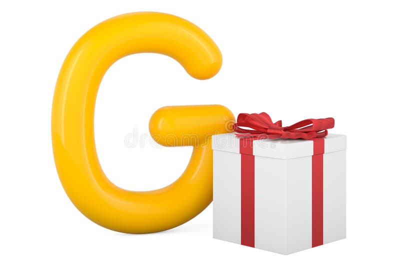 Letter G, Gift Box Shaped of a Letter G with Red Ribbon Bow. 3D ...