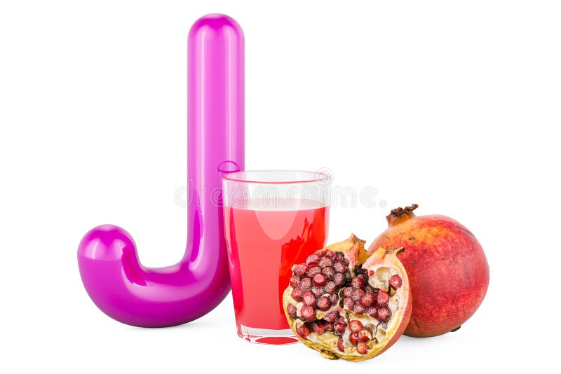 Kids ABC, Letter J with Juce. 3D Rendering Stock Illustration ...