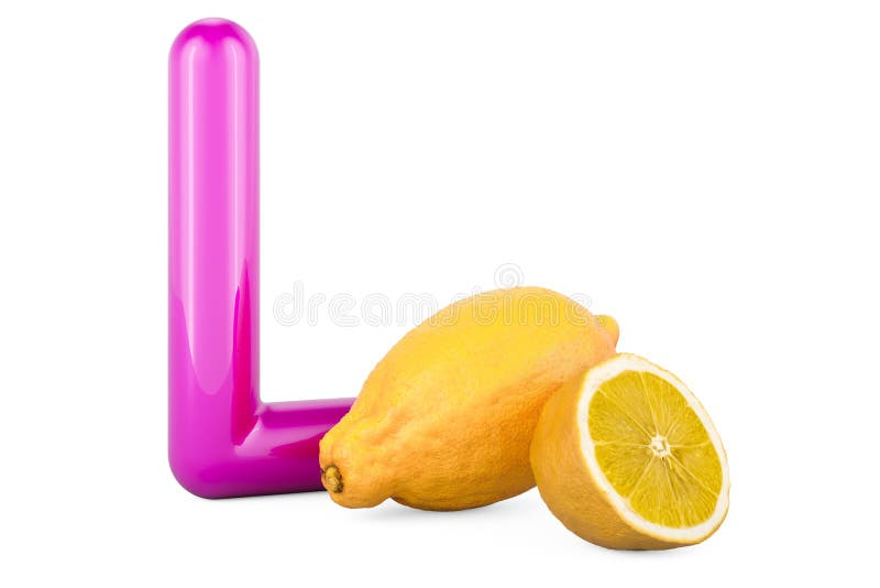 Kids ABC, Letter L with Limon. 3D Rendering Stock Illustration ...
