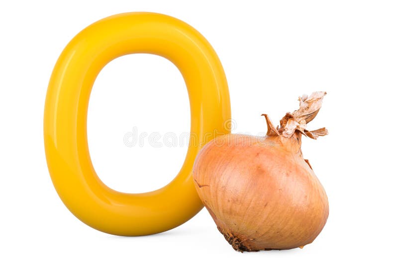 Kids ABC, Letter O with Onion. 3D Rendering Stock Illustration ...