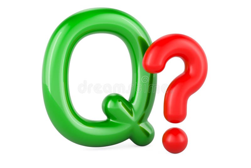 Kids ABC, Letter Q with Question Mark. 3D Rendering Stock Illustration ...