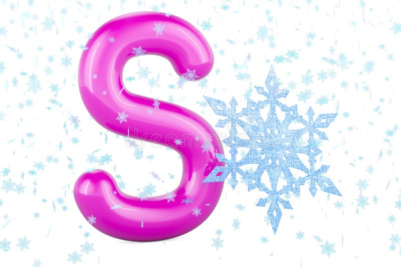 Kids ABC, Letter S with Snowflake. 3D Rendering Stock Illustration ...