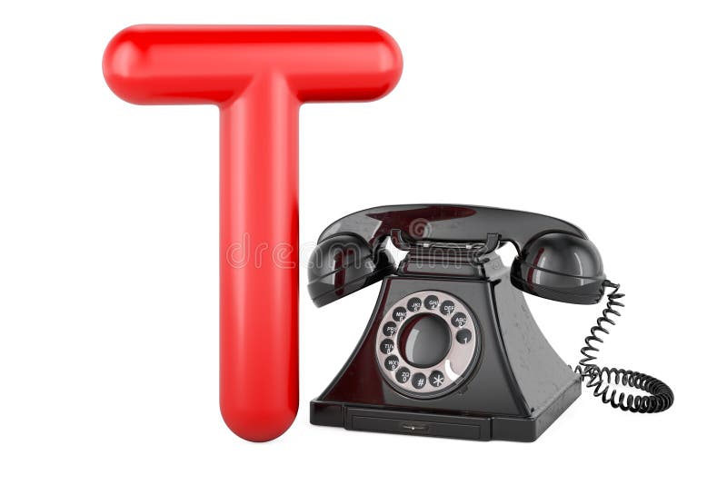 Kids ABC, Letter T with Telephone. 3D Rendering Stock Illustration ...