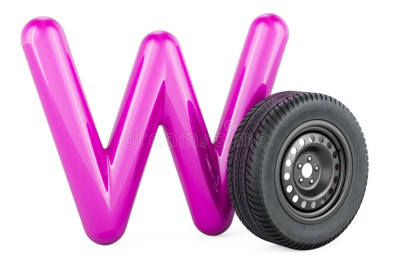 Kids ABC, Letter W with Wheel. 3D Rendering Stock Illustration ...
