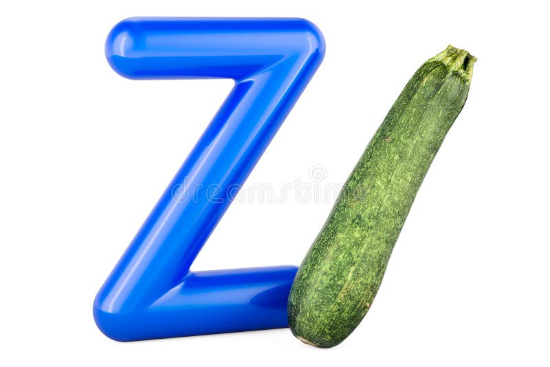 Kids ABC, Letter Z with Zucchini. 3D Rendering Stock Illustration ...