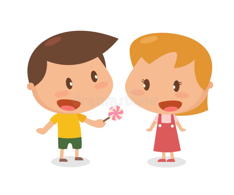 Kids in action. Giving stock illustration. Illustration of girl - 77292366