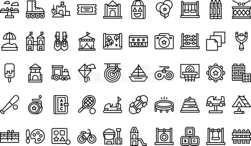Kids Activities Icons Collection is a Vector Illustration with Editable ...