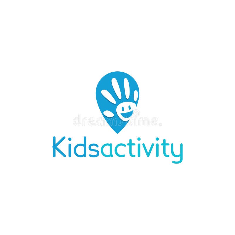 Kids Activity Logo with Location Pin Icon Stock Vector - Illustration ...