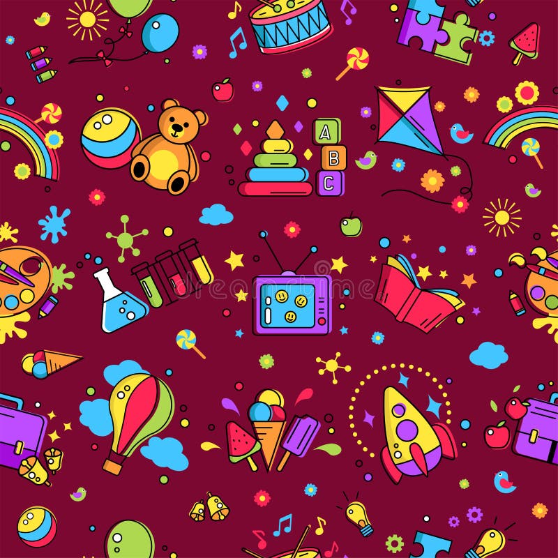 Kids Activity Pattern, Background Stock Vector - Illustration of family ...