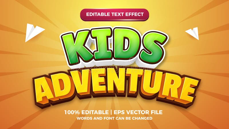 Kids Adventure Editable Text Style Effect Template 3d Stock Vector ...