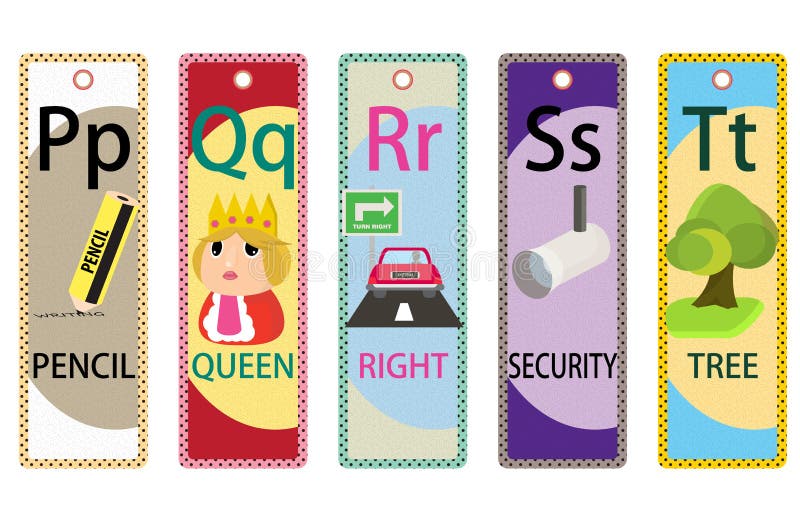 Kids Alphabet Printable Bookmarks Collection U-Z Stock Vector ...