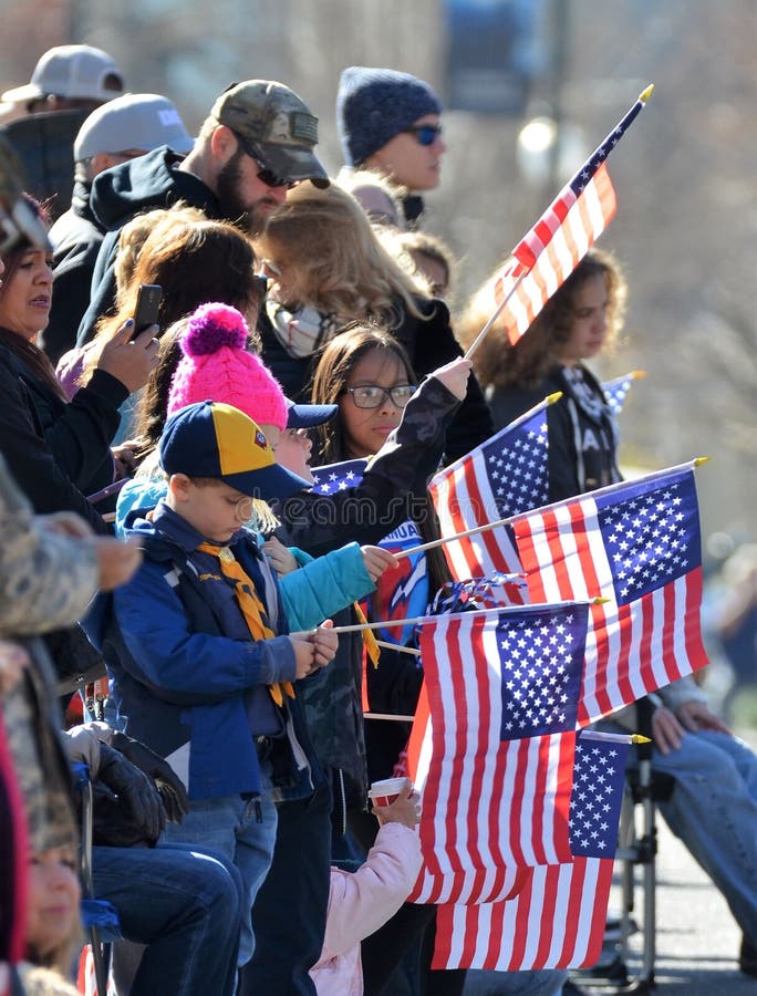 Kids with American Flags editorial stock image. Image of protest ...
