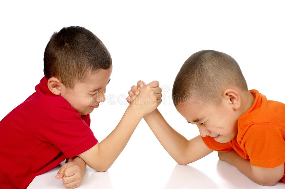 Kids arm wrestling stock photo. Image of isolated, horizontal - 13460572