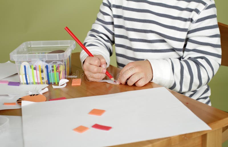 Kids Arts and Crafts Activity, Learning and Education Stock Image ...