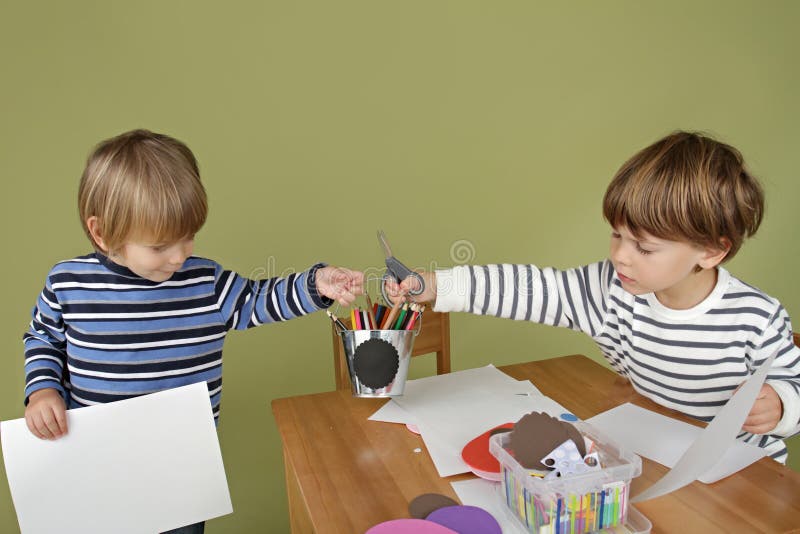 Kids Arts and Crafts Activity, Sharing and Playing Together Stock Image ...