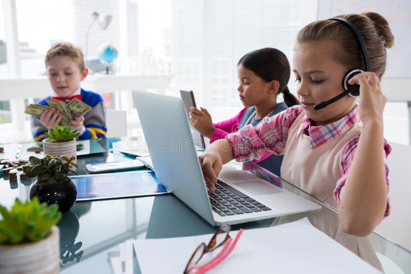 Kids As Business Executives Working Together Stock Image - Image of ...